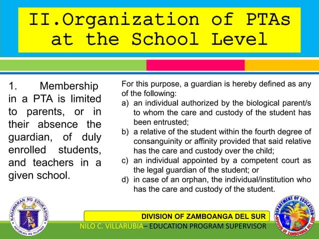 DO 54, s. 2009 - Revised Guidelines Governing Parents-Teachers Associations (PTAs) at the School ...