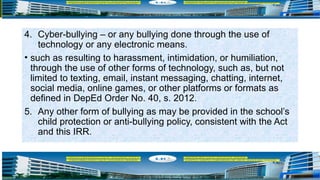 DEPED ORDER NO. 55, s. 2013 antibullying act.pptx