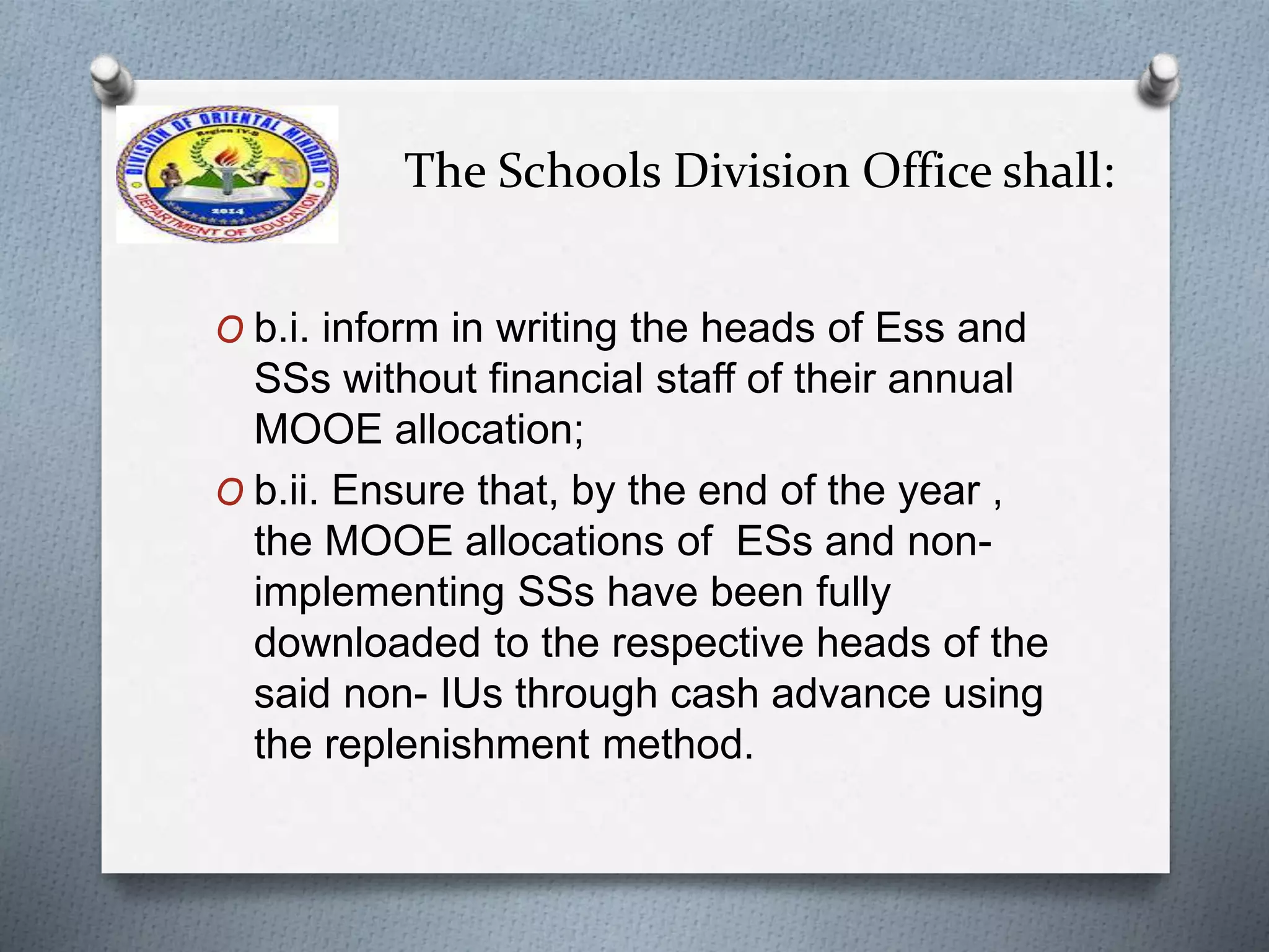 Dep ed order no 12...mooe