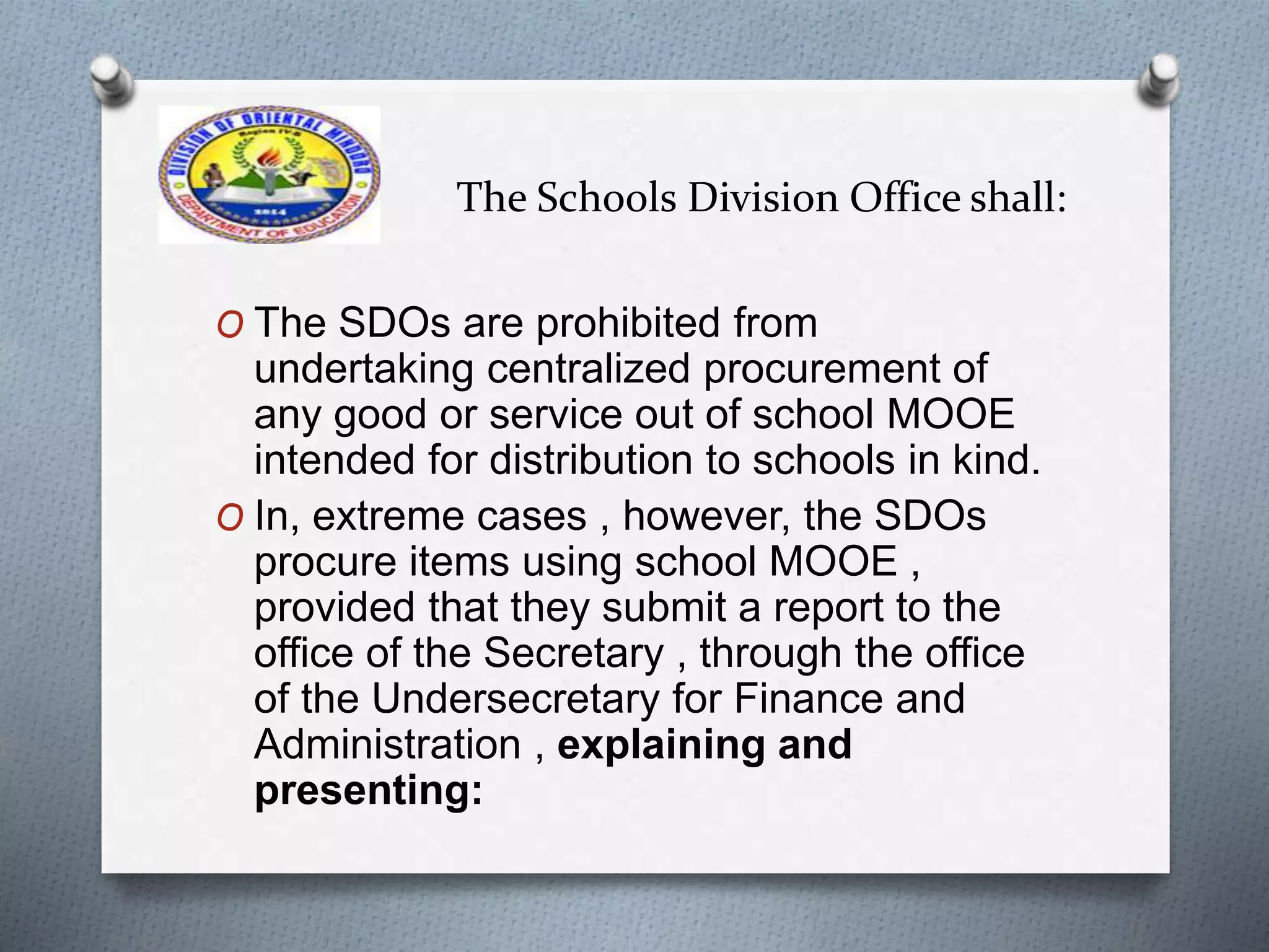 Dep ed order no 12...mooe