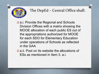 Dep ed order no 12...mooe