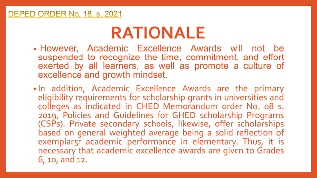 DEPED ORDER No 18, s. 2021.pptx | Student Financial Aid | Financial ...
