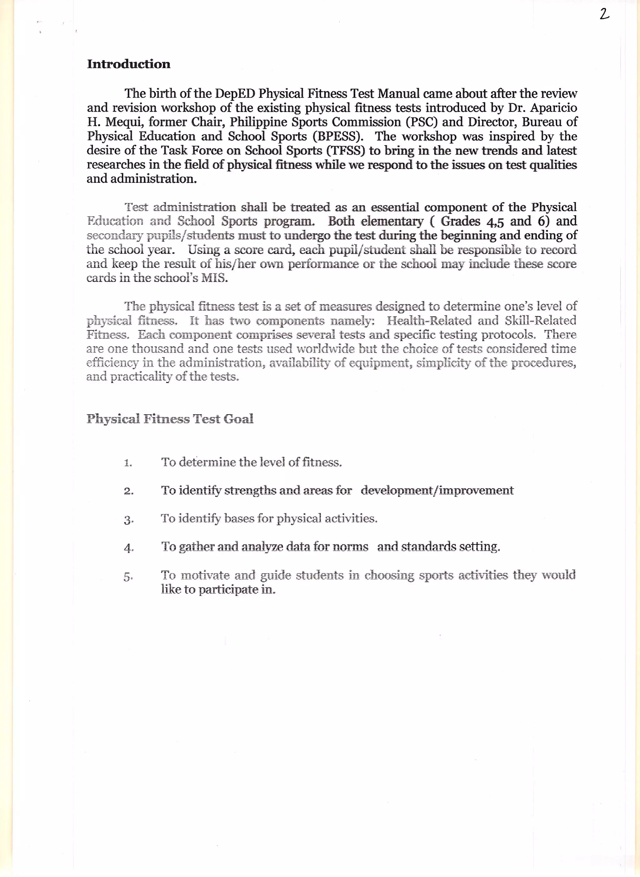 Dep ed physical fitness test | PDF