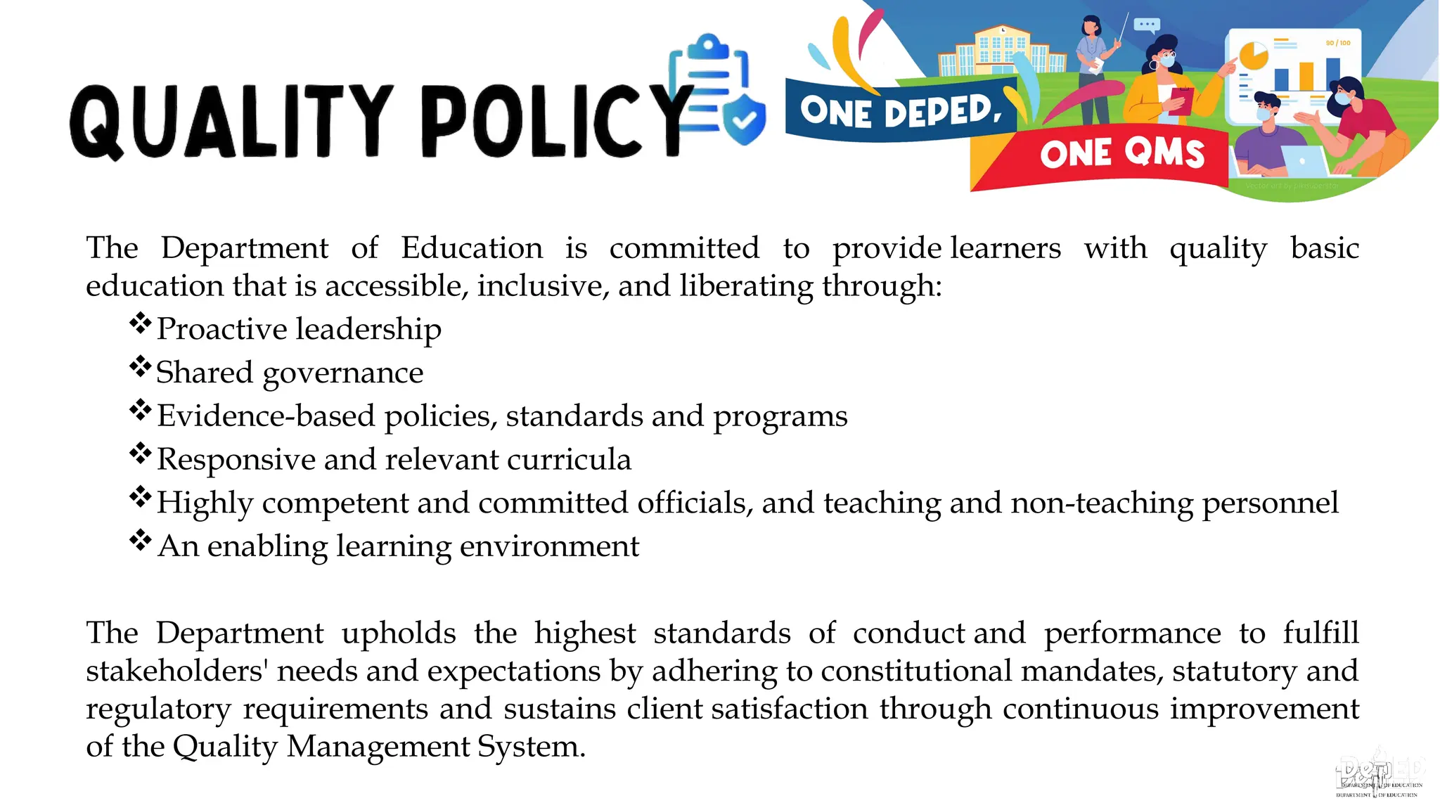 DepEd Quality Policy Statement DepEd Quality Policy Statement | PPTX