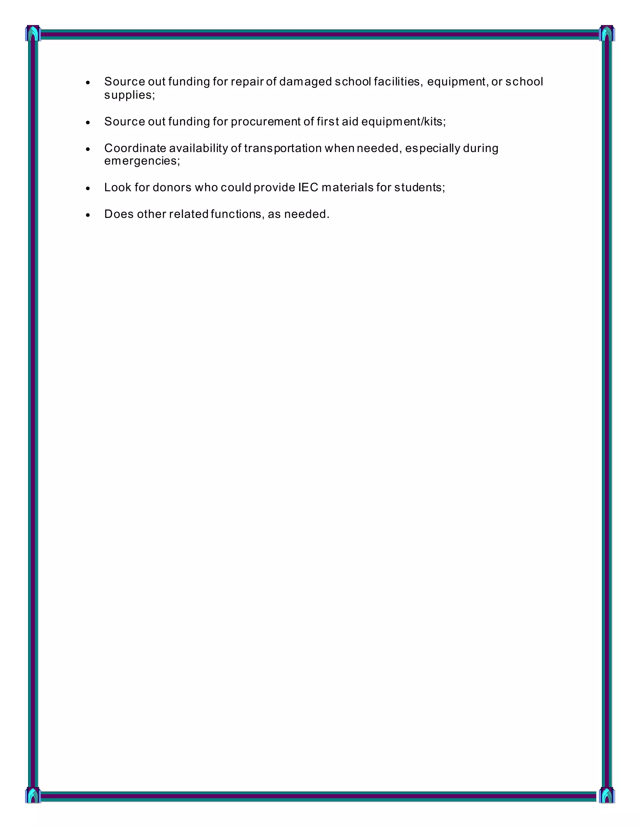 Deped school drrm coordinator duties and responsibilities | DOCX Deped school drrm coordinator duties and responsibilities | DOCX