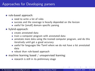 Developing Dependency Parsers for Tamil | PPT