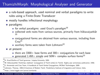 Developing Dependency Parsers for Tamil | PPT