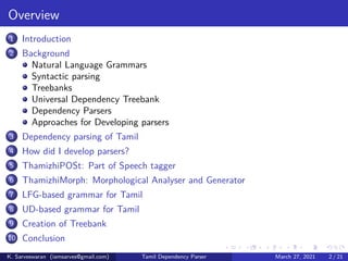 Developing Dependency Parsers for Tamil | PPT