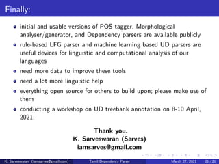 Developing Dependency Parsers for Tamil | PPT