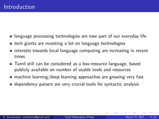 Developing Dependency Parsers for Tamil | PPT