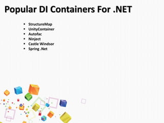 Dependency injection and inversion | PPT