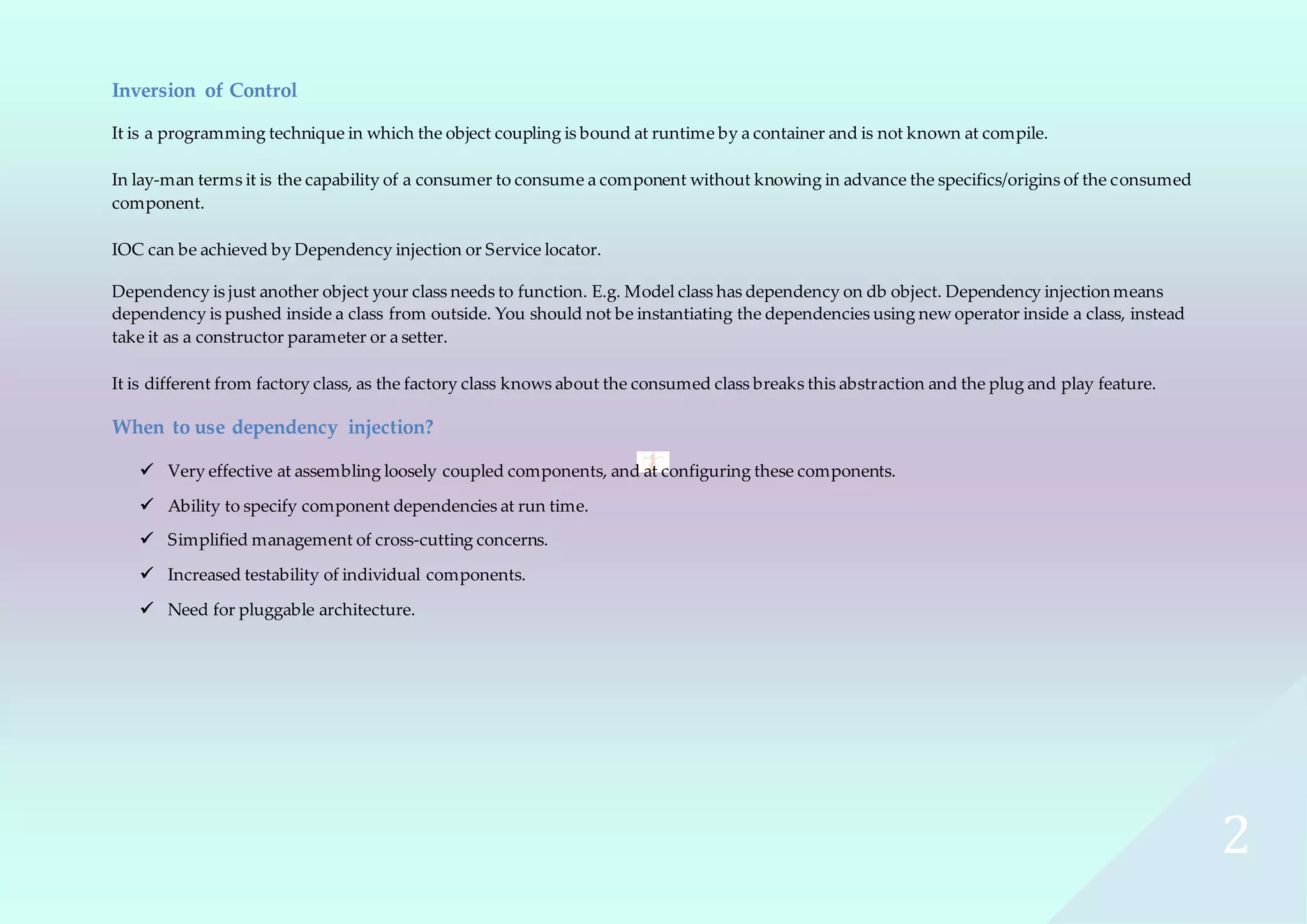 Dependency injection& comparative study | DOCX