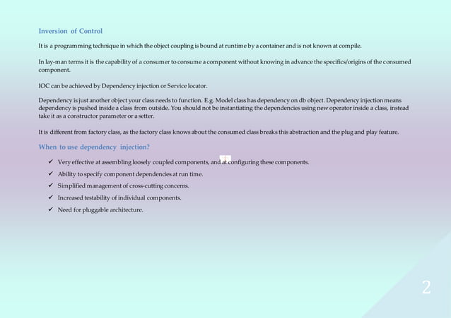 Dependency injection& comparative study | DOCX