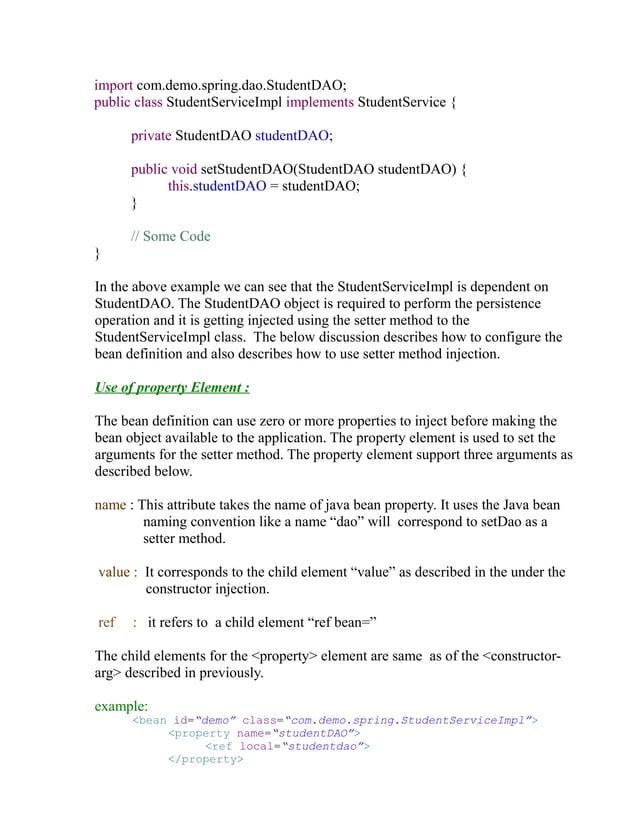 Types Of Dependency Injection In Spring Odt Programming Languages Computing