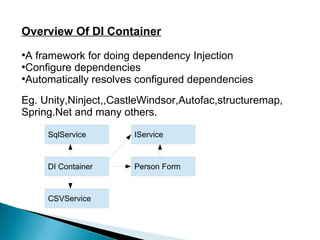 Dependency Injection with Unity Container | PDF | Programming Languages | Computing