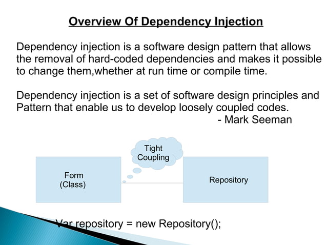 Dependency Injection with Unity Container | PPT