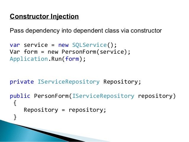 Dependency Injection With Unity Container