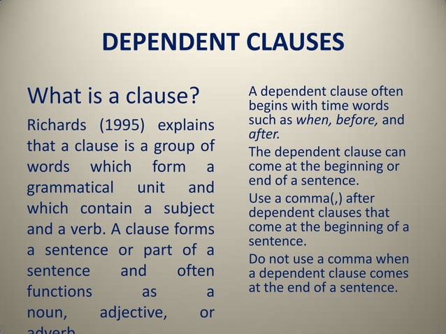 Dependent clauses | PPT