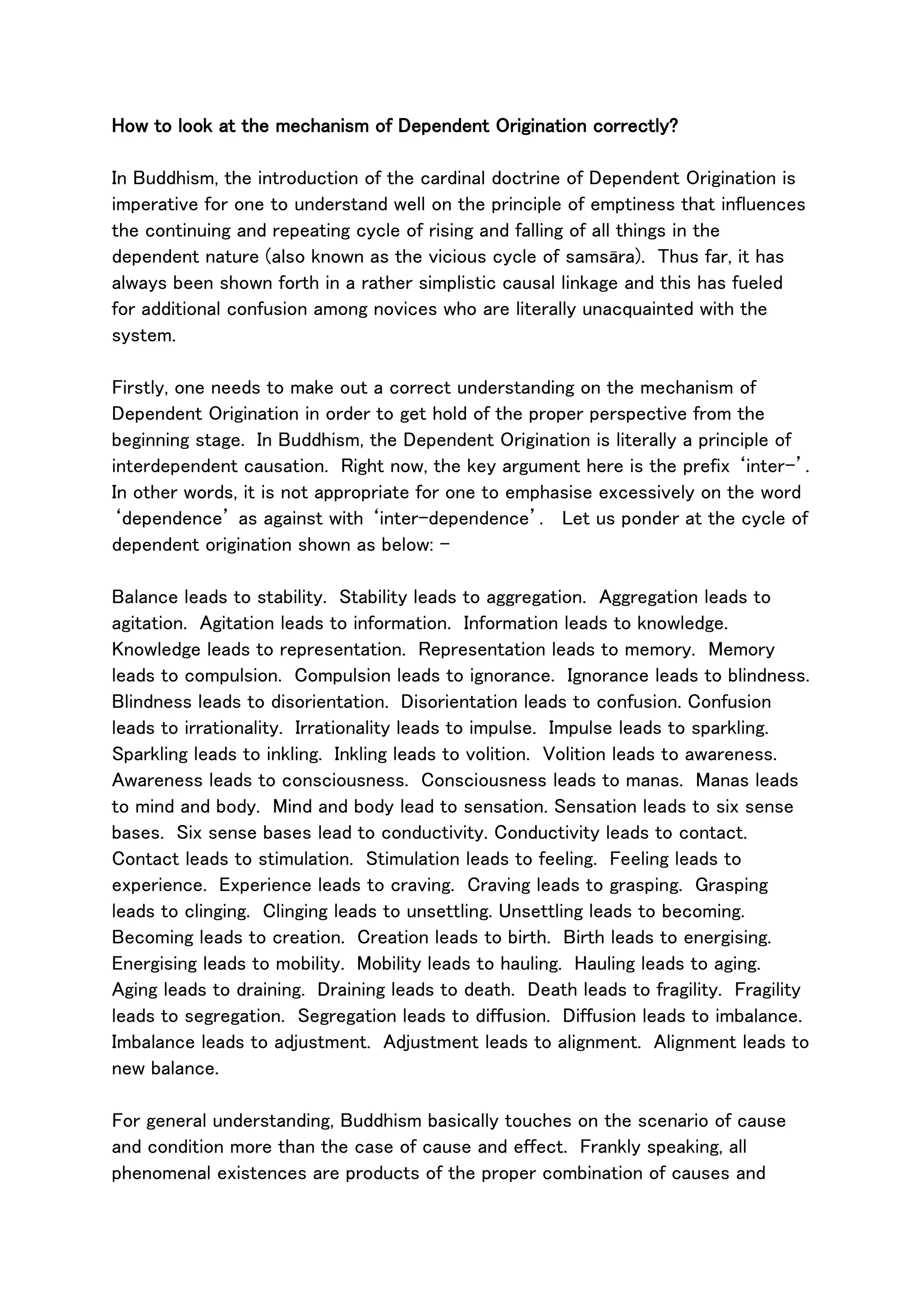 Dependent Origination (Right Way) | PDF