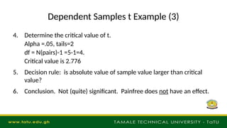 DEPENDENT SAMPLE T-TEST.pptxdxjfdjdksskd | PPT