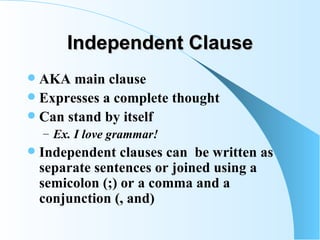 Dependent & subordinate clauses | PPT