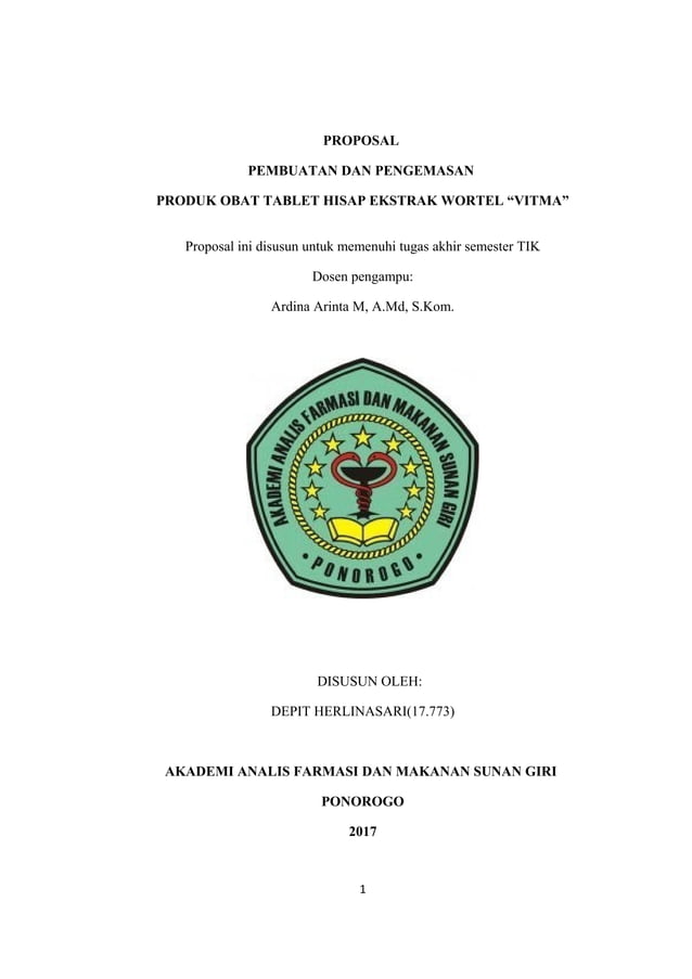 Contoh Proposal Pembuatan Produk Farmasi Tablet Hisap