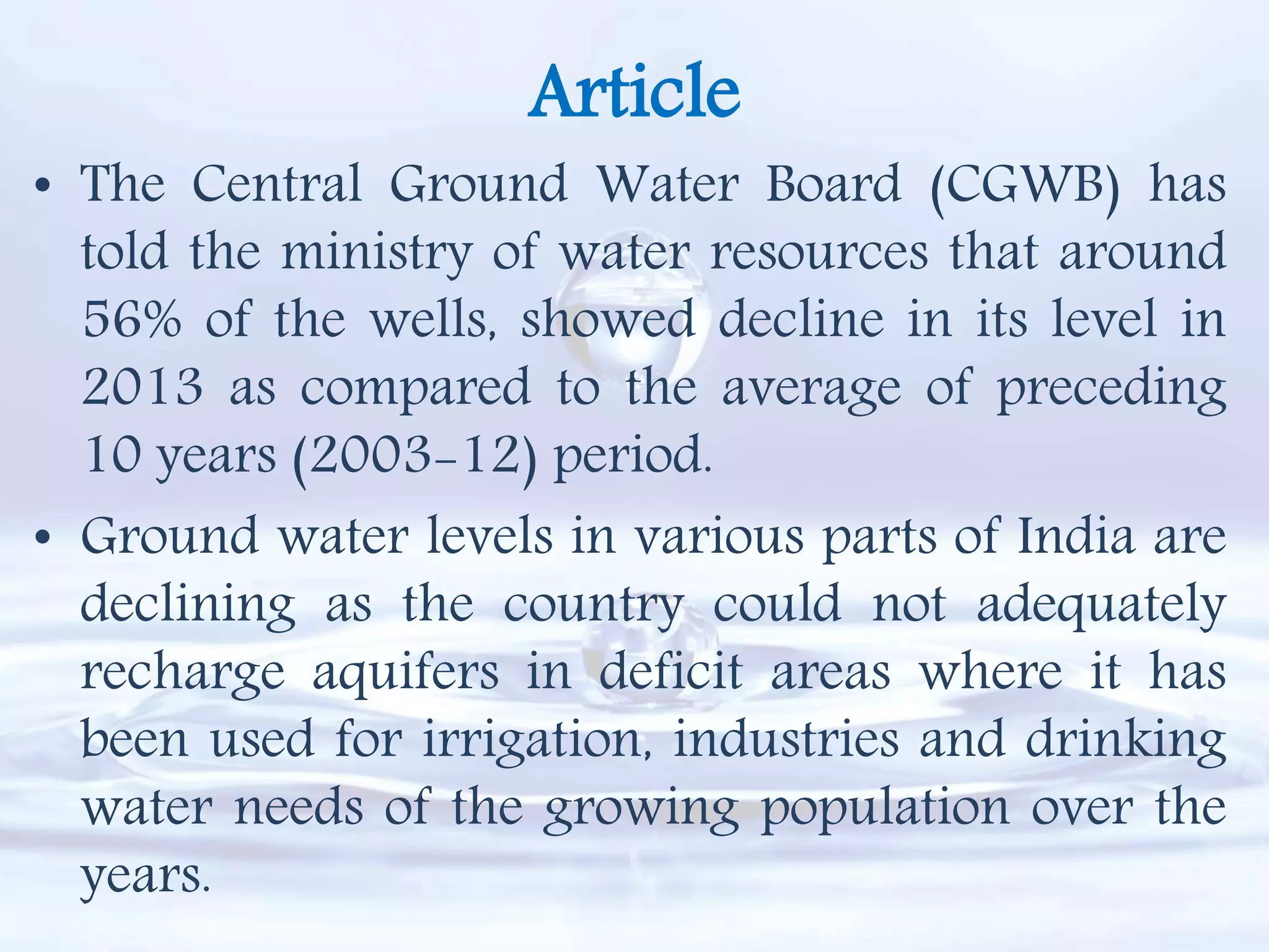 Depletion of water | PPTX