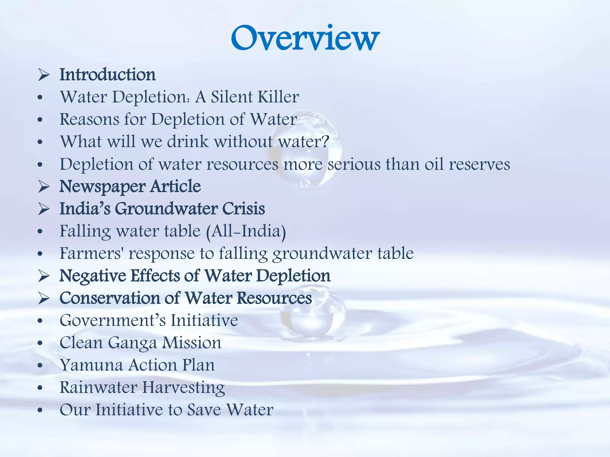 Depletion of water | PPTX