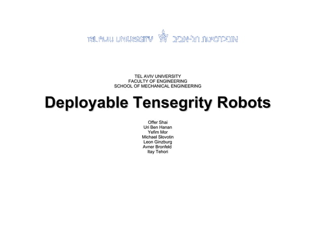 Deployable Tensegrity Robots Tel Aviv | PPT