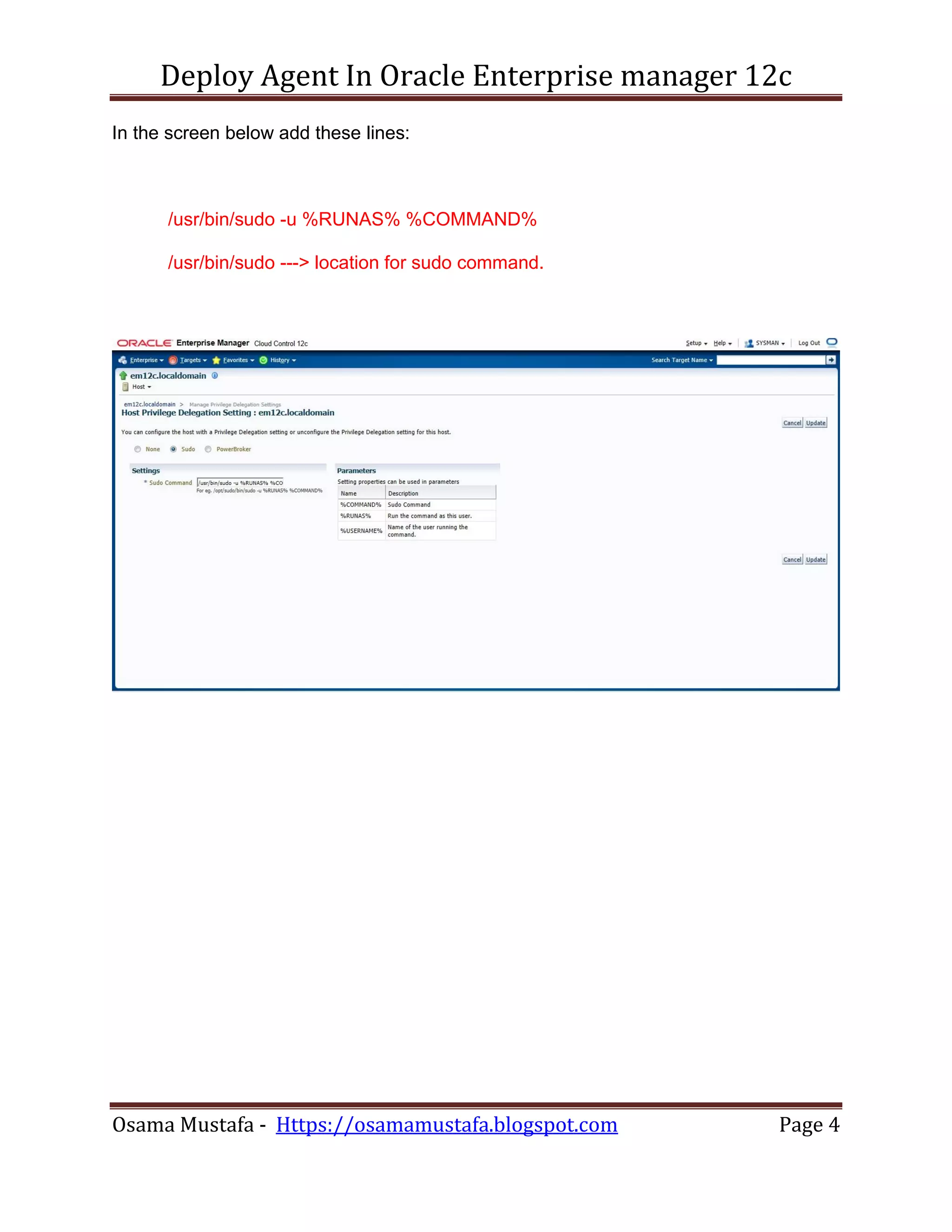 Deploy agent in em12c | PDF