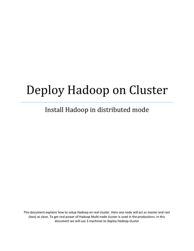 Deploy hadoop cluster | PDF