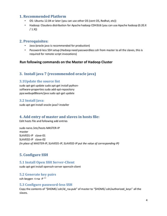 Deploy hadoop cluster | PDF