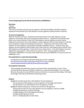 Deploying cisco asa firewall features | DOC