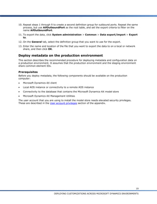 Deploying Customizations across Microsoft dynamics ax 2012 environments | PDF
