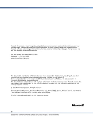 Deploying customizations across microsoft dynamics ax 2012 environments ...