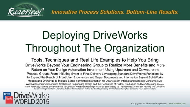 Deploying DriveWorks Throughout the Organization | PPT