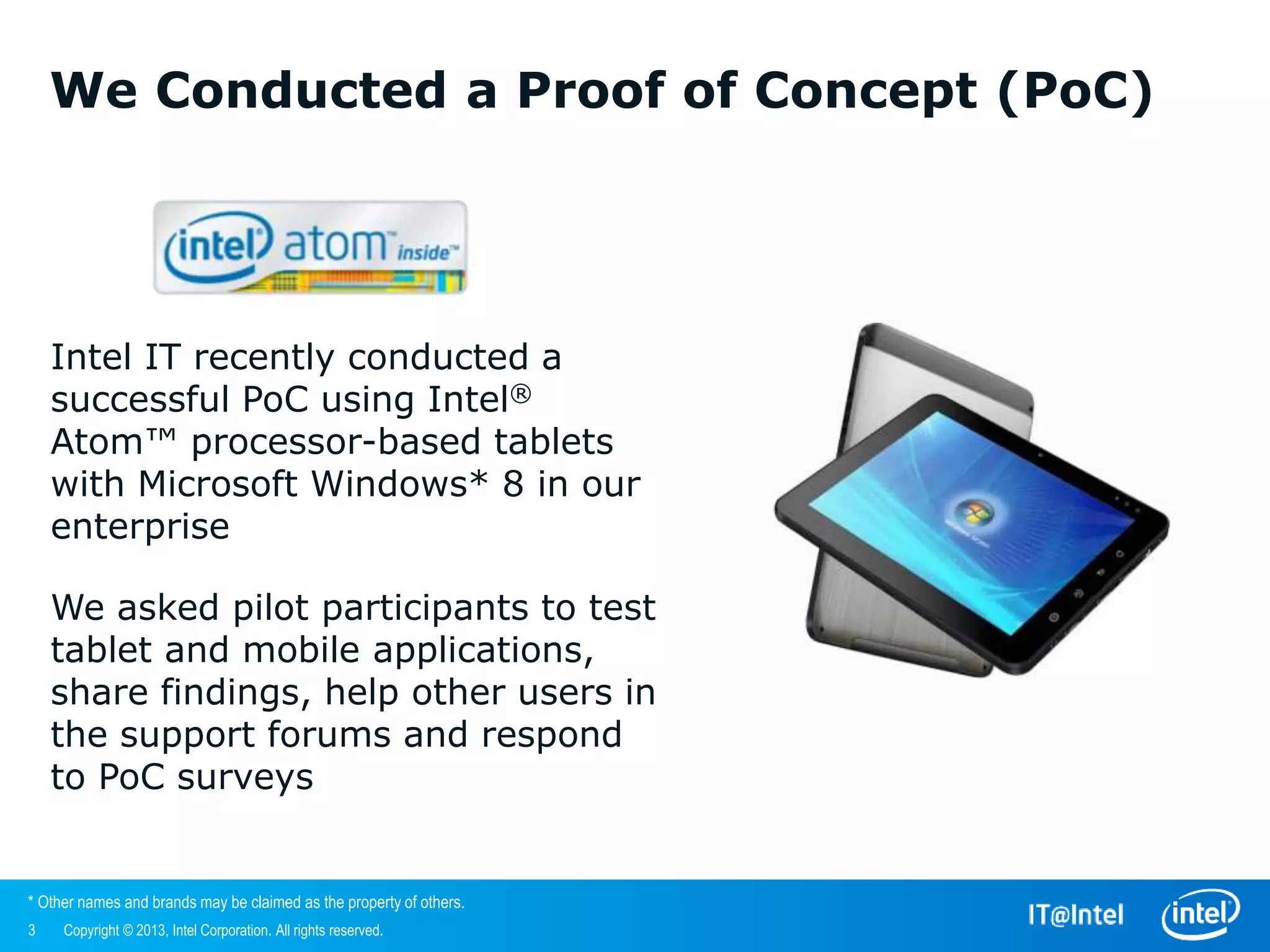 Deploying Intel Architecture-based Tablets with Windows* 8 at Intel | PPTX