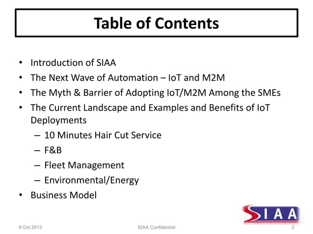 Deploying IoT M2M Technology for Productivity | PPT