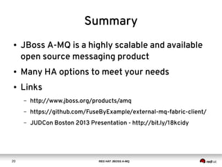 Deploying JBoss A-MQ in a high availability (HA) environment | PPT