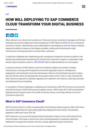 Deploying SAP Commerce Cloud for Digital Transformation _ CX Services.pdf | Cloud Computing ...