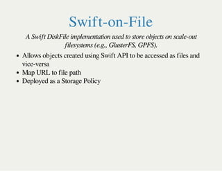 Deploying swift on a scale out file system | PDF