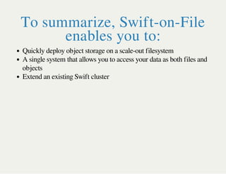 Deploying swift on a scale out file system | PDF