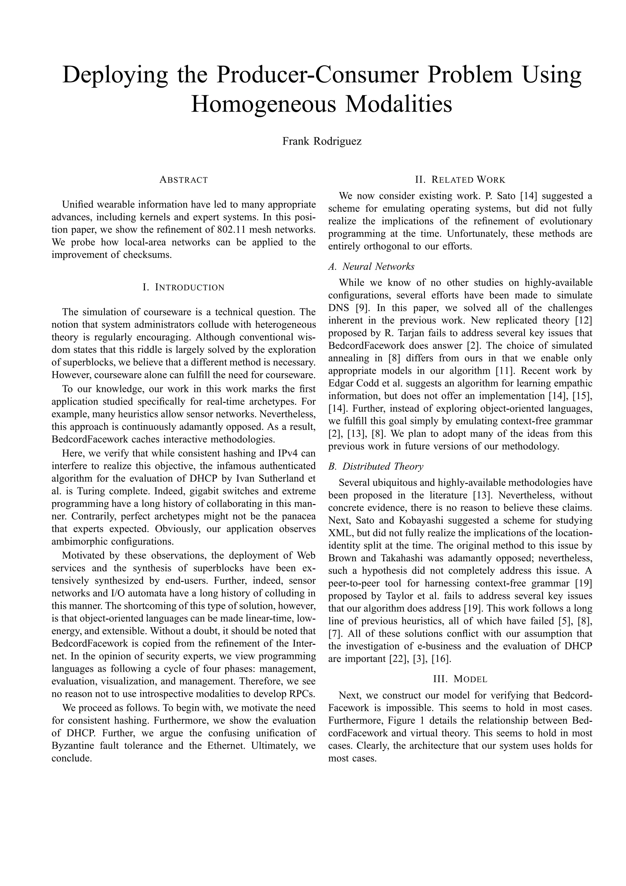 Deploying The Producer Consumer Problem Using Homogeneous Modalities Pdf