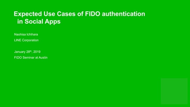Expected Use Cases of FIDO Authentication in Social Apps | PDF ...