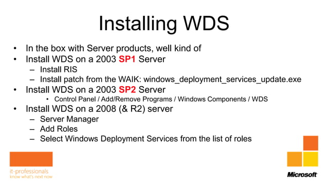 Deployment day session 3 deployment using wds | PPTX