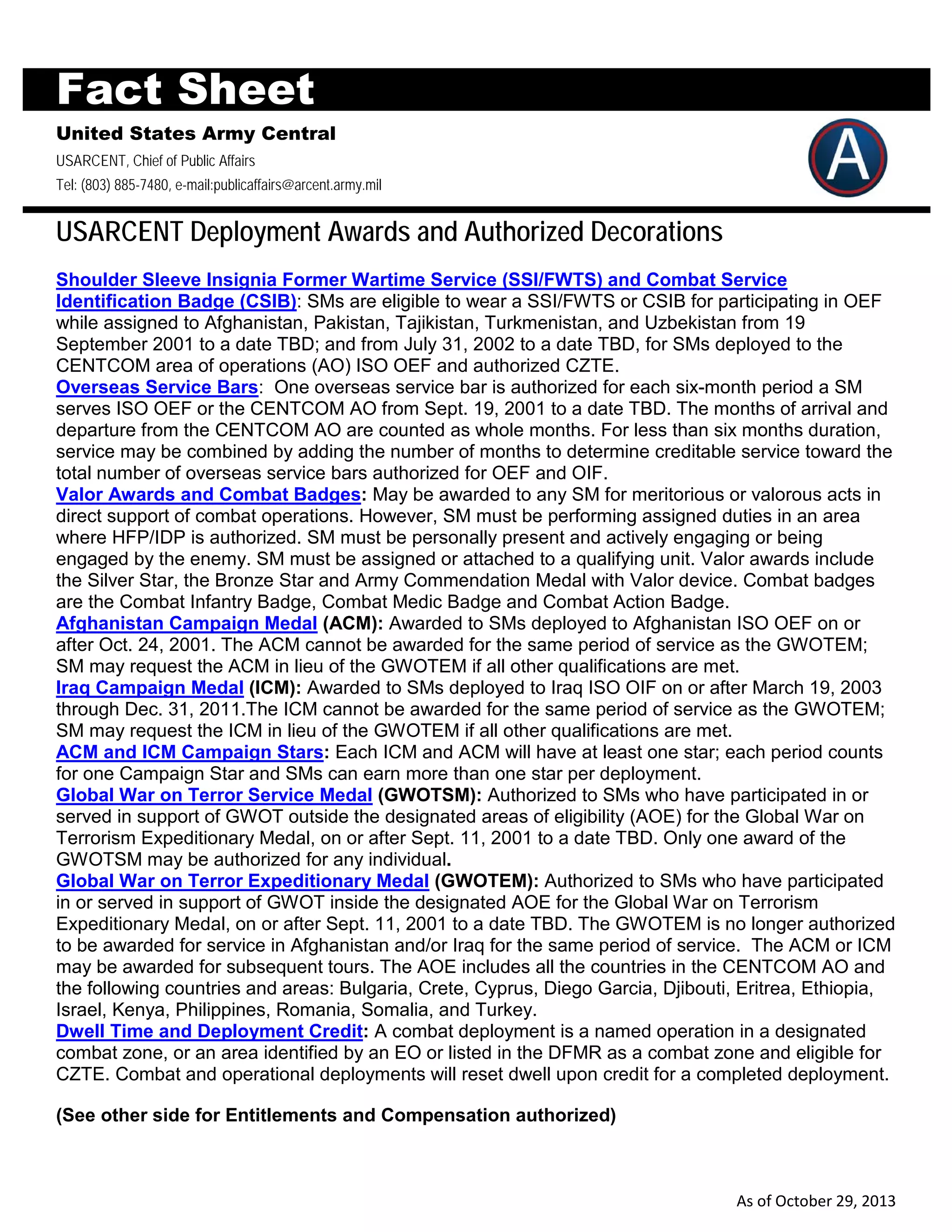 Deployment entitlements fact sheet 29 oct 13v6[1] | PDF