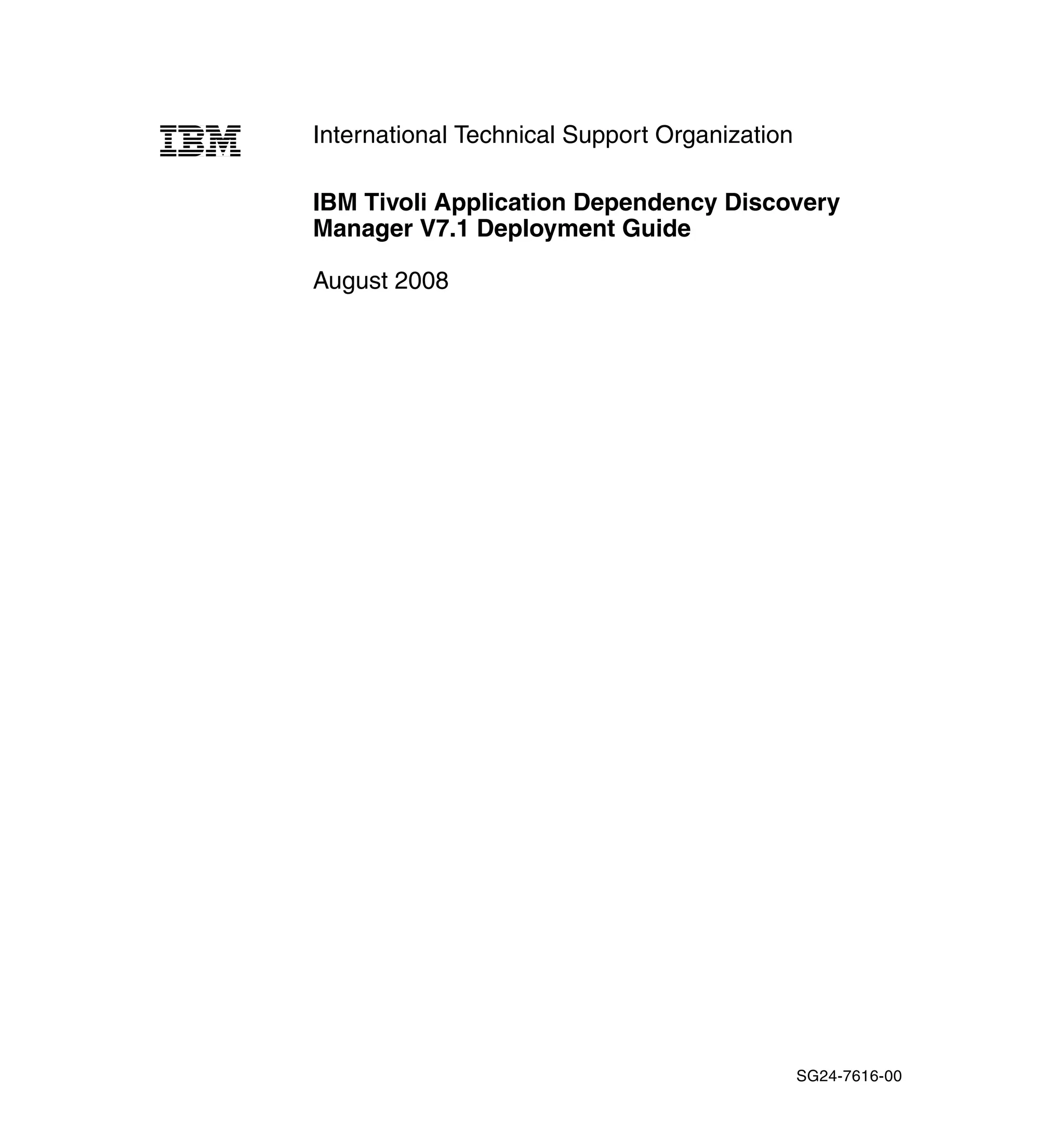 Deployment guide series ibm tivoli application dependency discovery ...