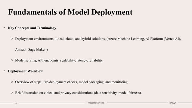 End-to-End ML Models Deployment Tutorial | PPTX