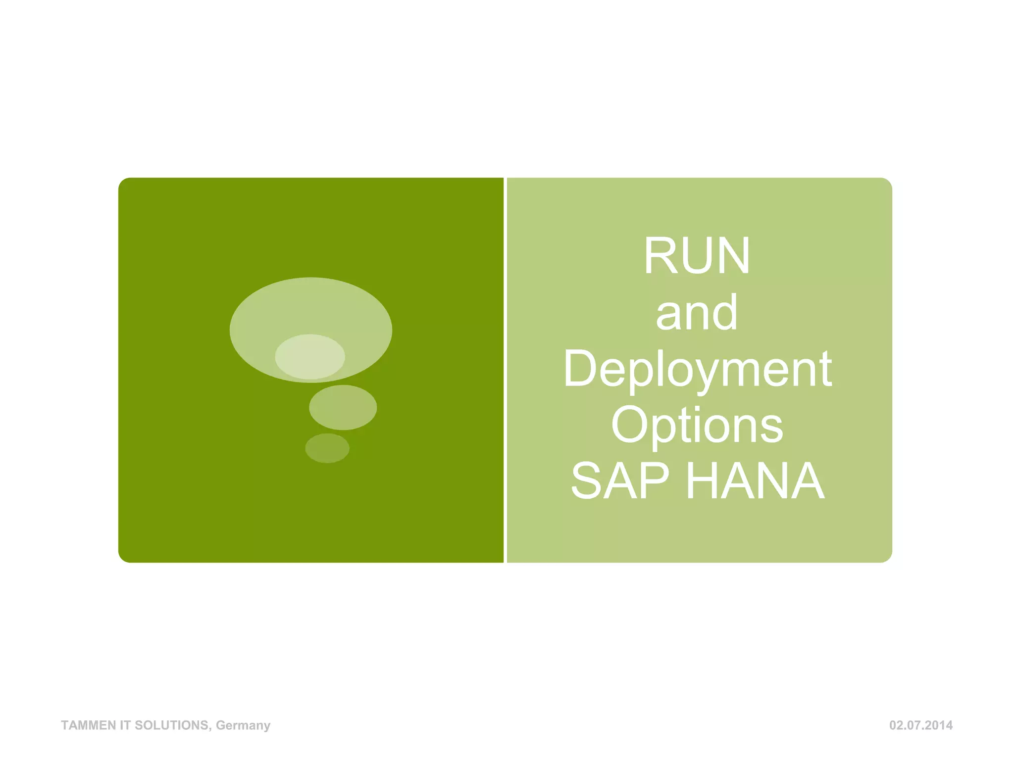 SAP HANA Run and Deployment Options | PPTX