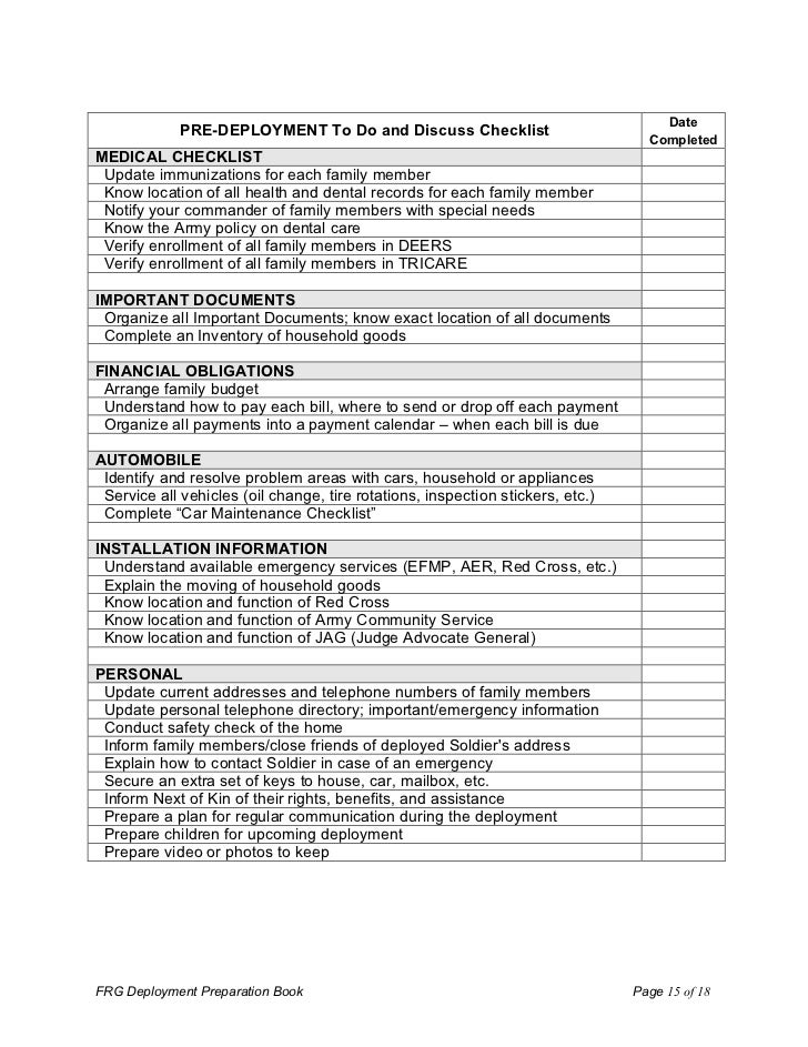 Deployment Preparation Book